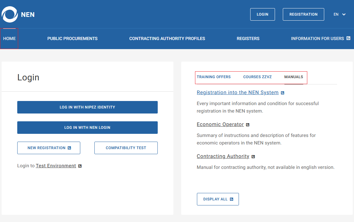 Public Portal of the NEN System